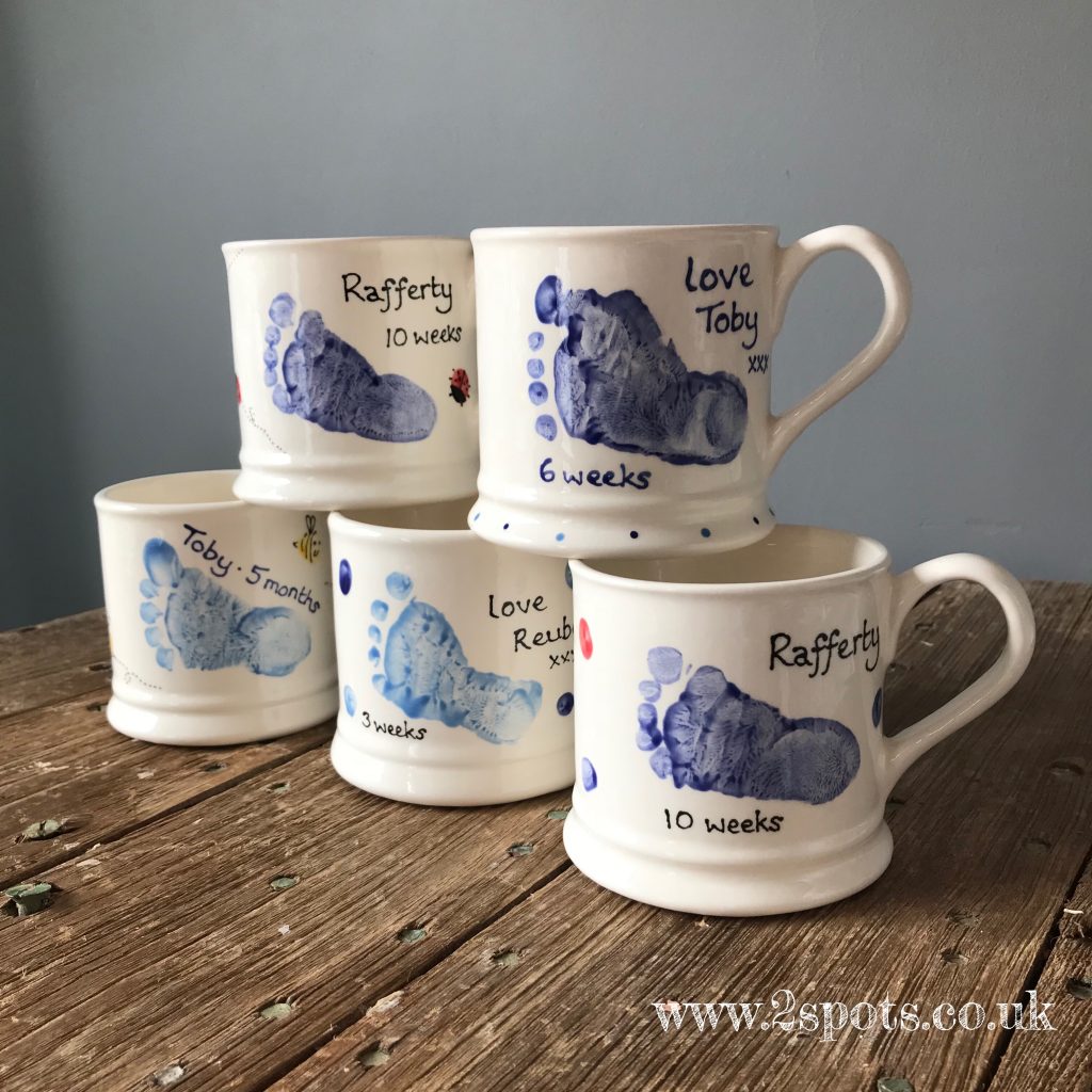 Blue Footprint Mugs • 2Spots Ceramics - Handmade Pottery in Winchester ...
