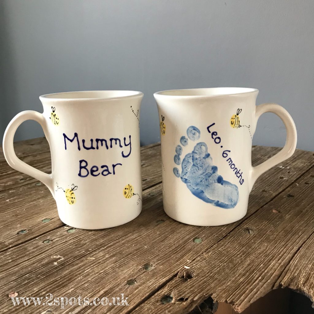 Footprint Mugs with Toeprint Bees • 2Spots Ceramics - Handmade Pottery ...