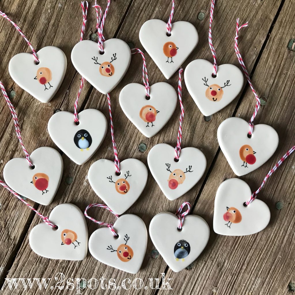 Robin Reindeer and Penguin Fingerprint Decorations • 2Spots Ceramics ...
